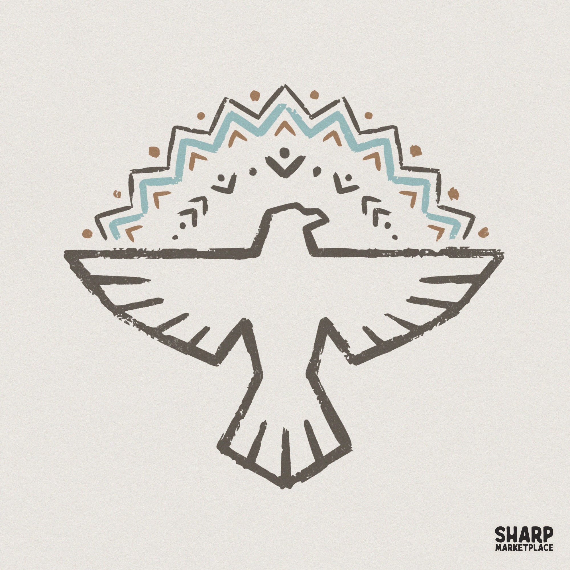 Boho Tribal Bird PNG, Thunderbird Clipart Digital Design - 300 DPI ...