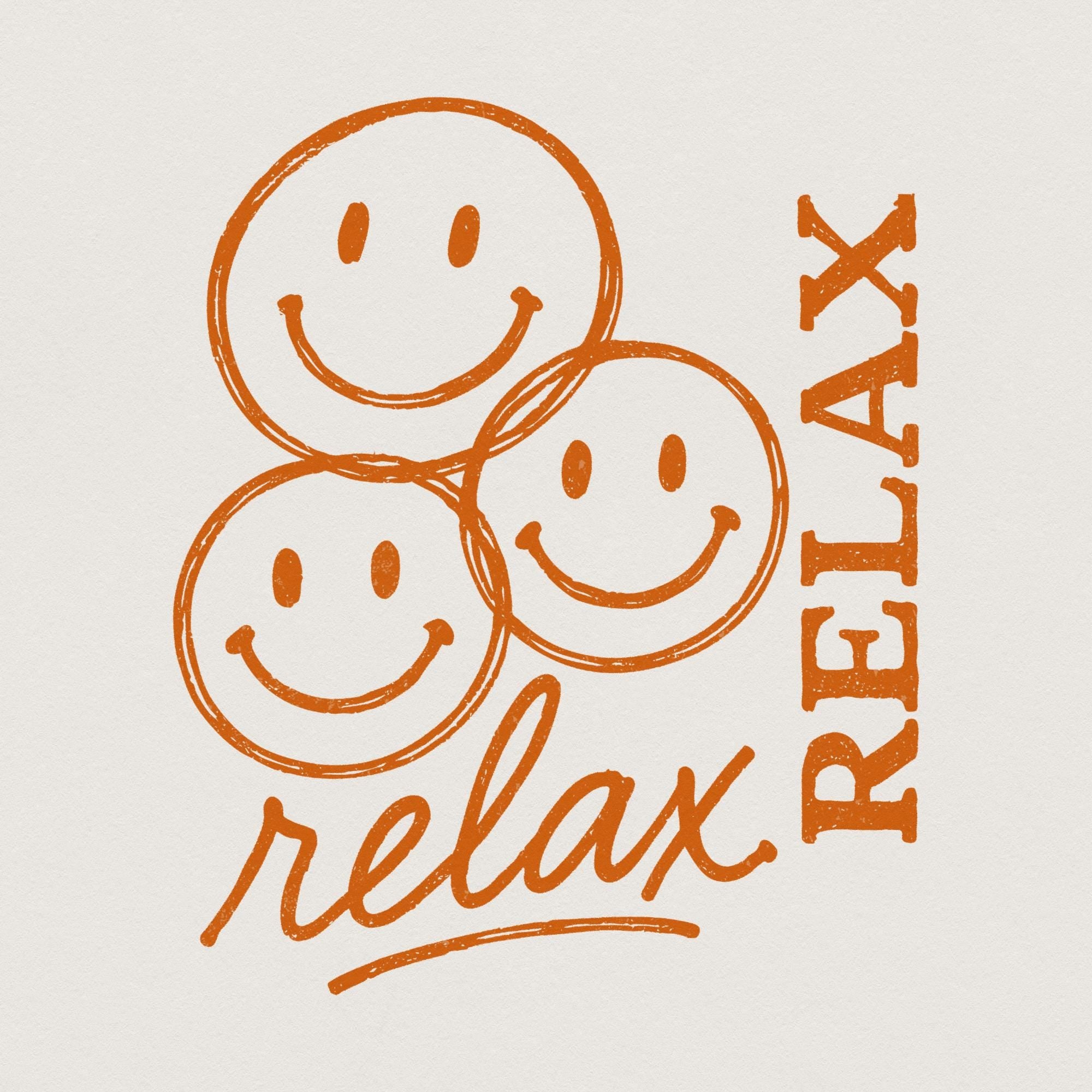 Relax PNG, Smiley Face Digital Download - 300 DPI Design for T-Shirt ...