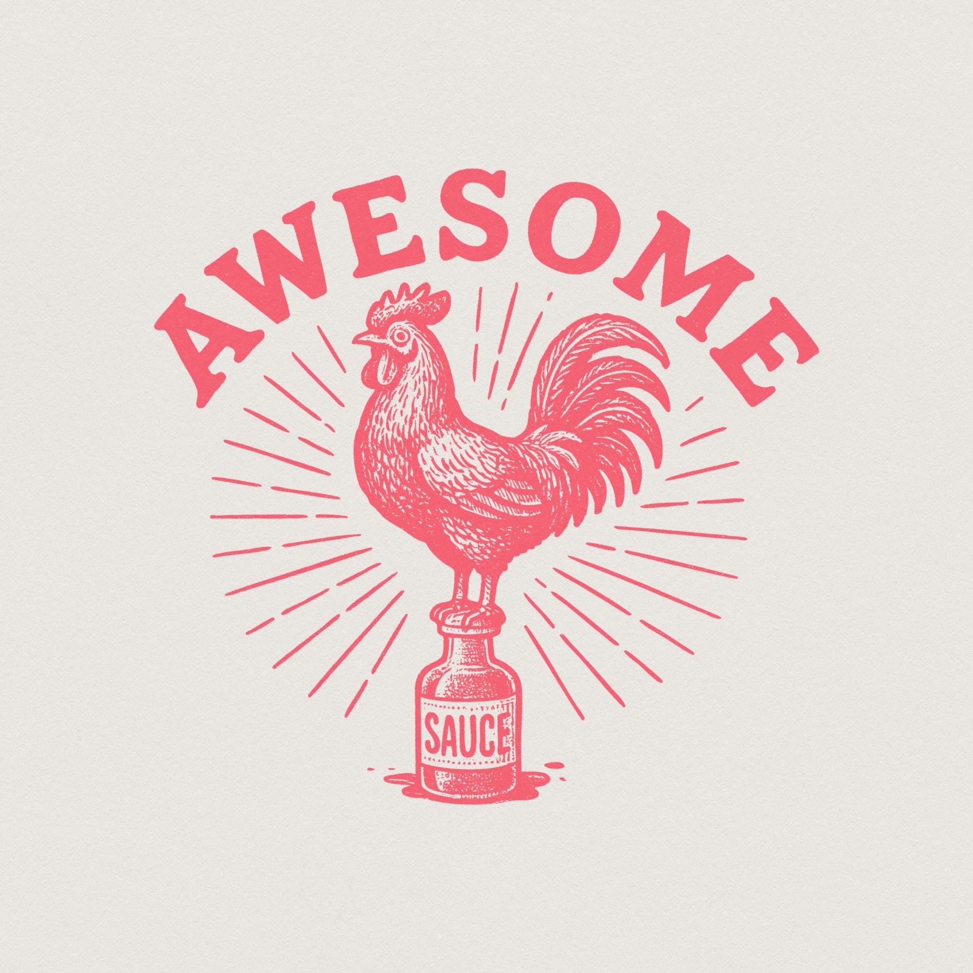 Awesome Sauce PNG, Retro Rooster Shirt - 300 DPI Design for T-Shirt ...