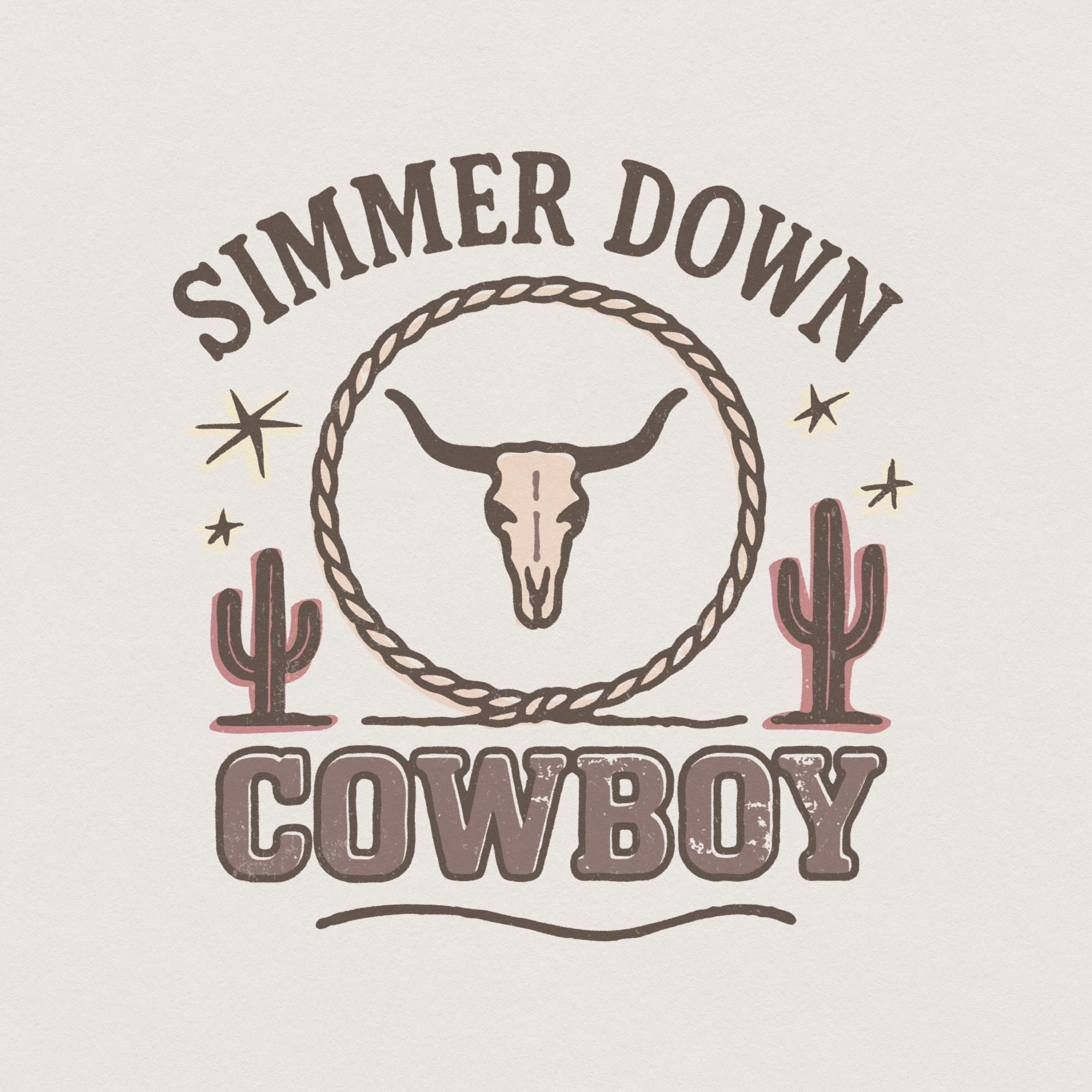 Simmer Down Cowboy PNG, Longhorn Western PNG Tee Design - 300 DPI ...